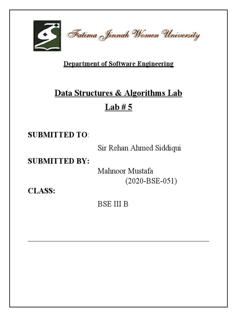 DS Lab 05 (2020-BSE-051) | PDF | Queue (Abstract Data Type) | Programming Paradigms