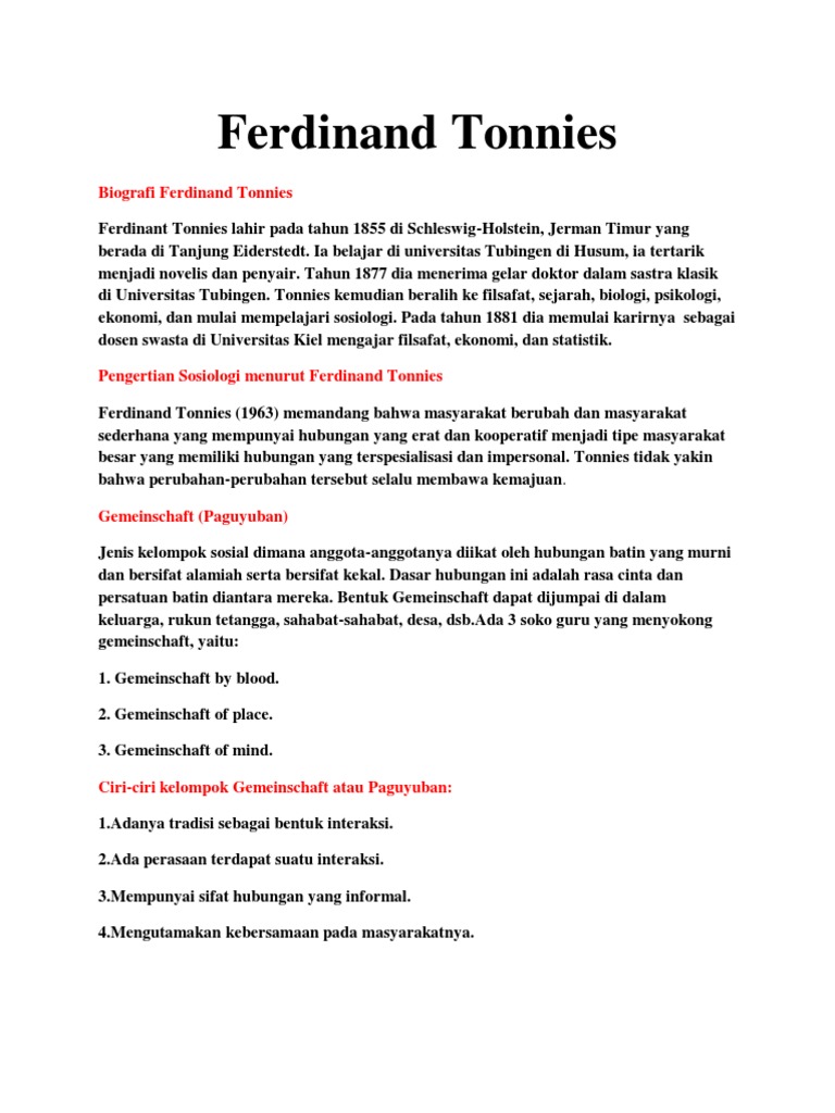 Ferdinand Tonnies | PDF
