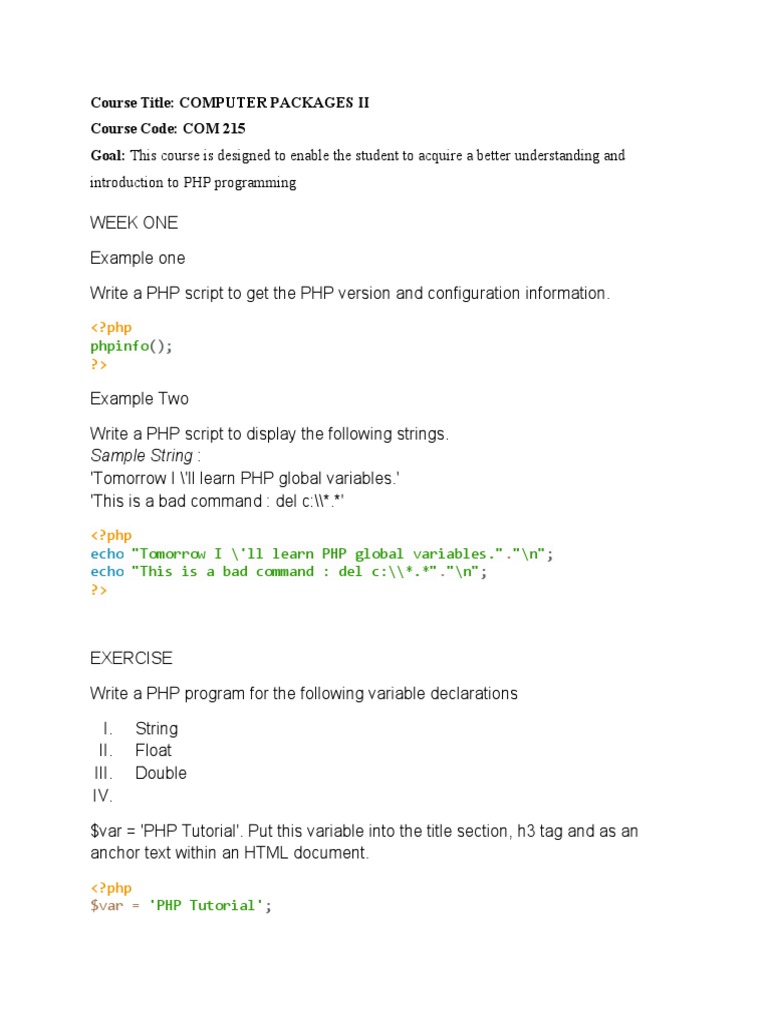 Php Practical Manual Pdf Php Computing 