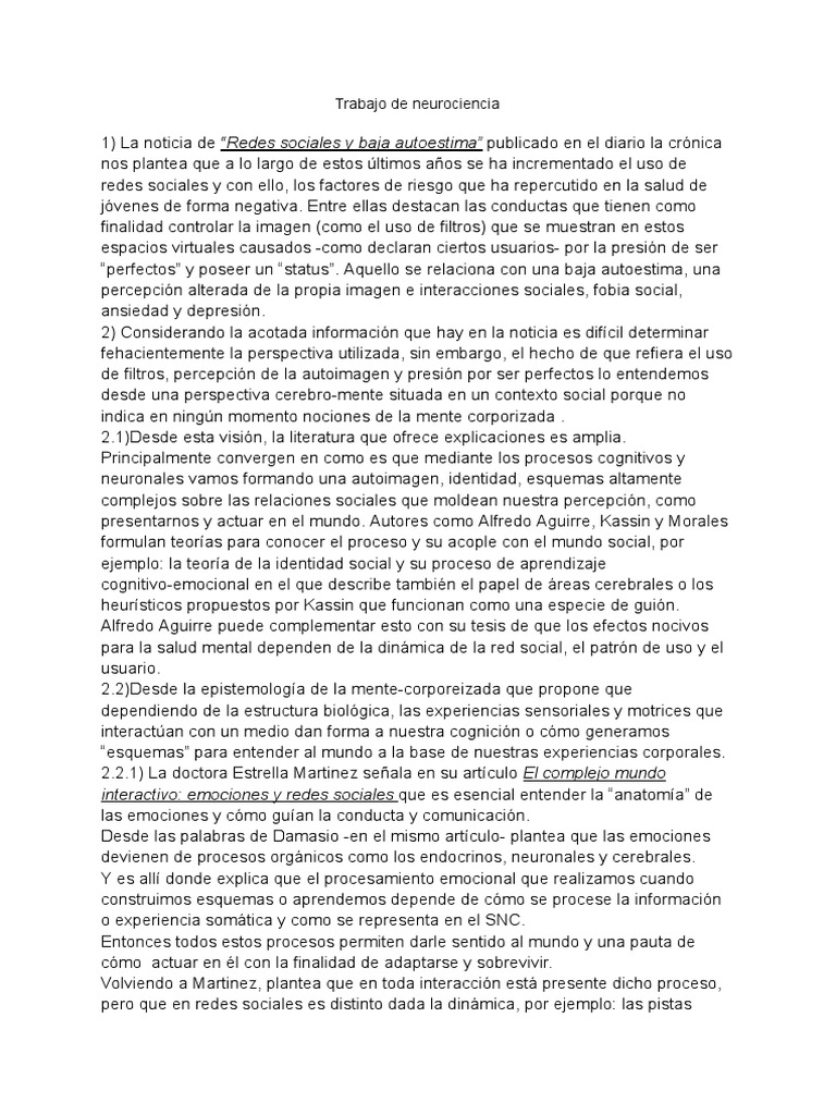 Trabajo de Neurociencia | PDF | Las emociones | Mente
