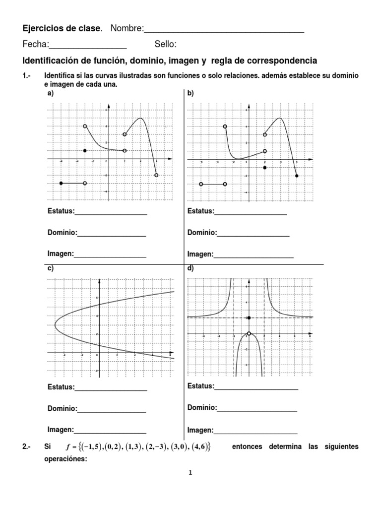 Ejercicios 1.01 Funciones | PDF | Función (Matemáticas) | Matemáticas