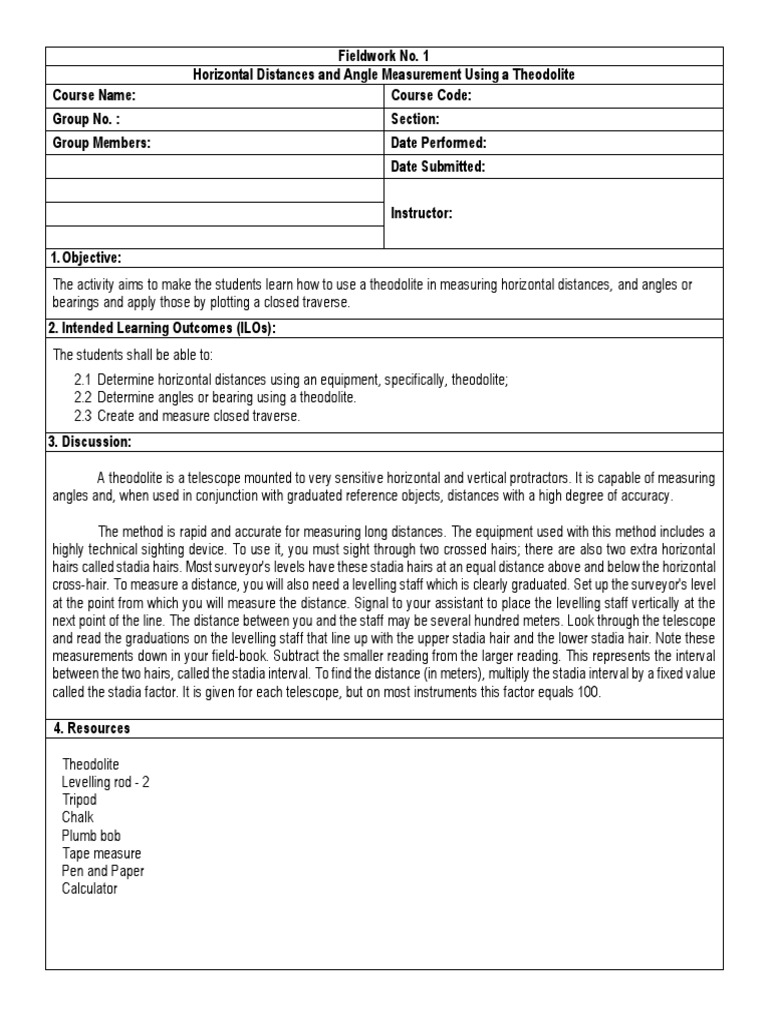 Fieldwork No 4 | PDF | Surveying | Science