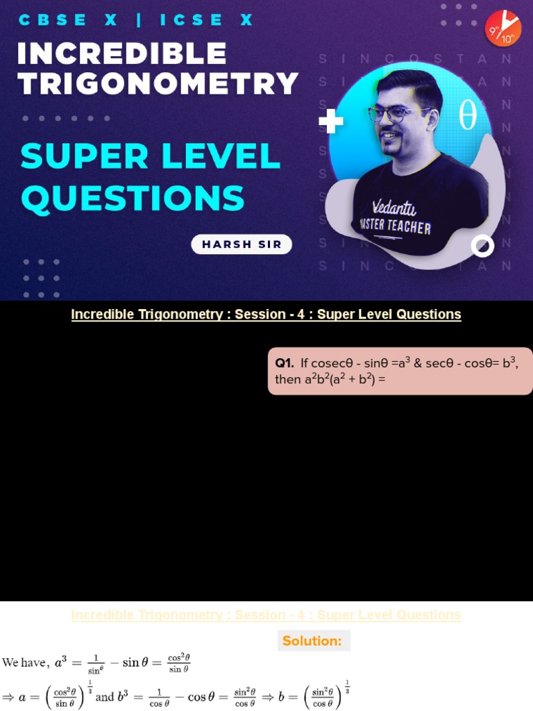 Incredible+Trigonometry+ +session+-+4+ +Super+Level+Questions | PDF | Geometry | Mathematical ...