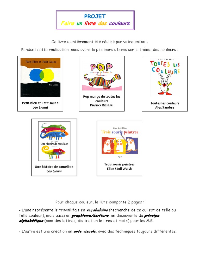Livre des couleurs en maternelle | PDF | Vert | Jaune