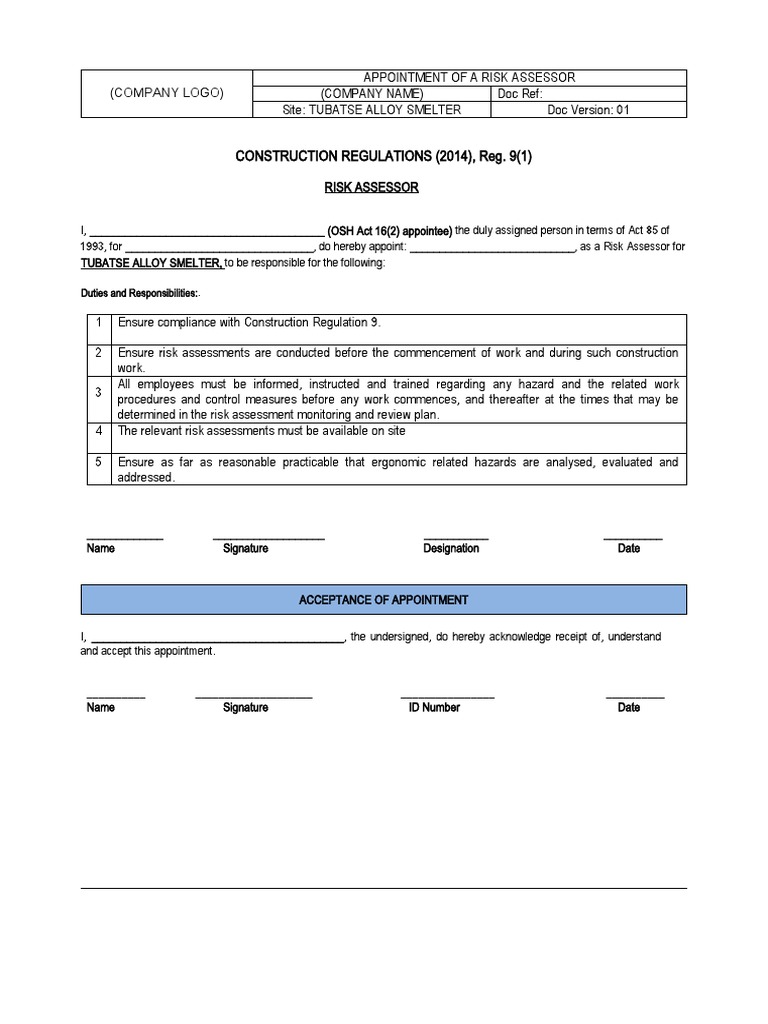 CR 9.1 Risk Assessor TEMPLATE | PDF