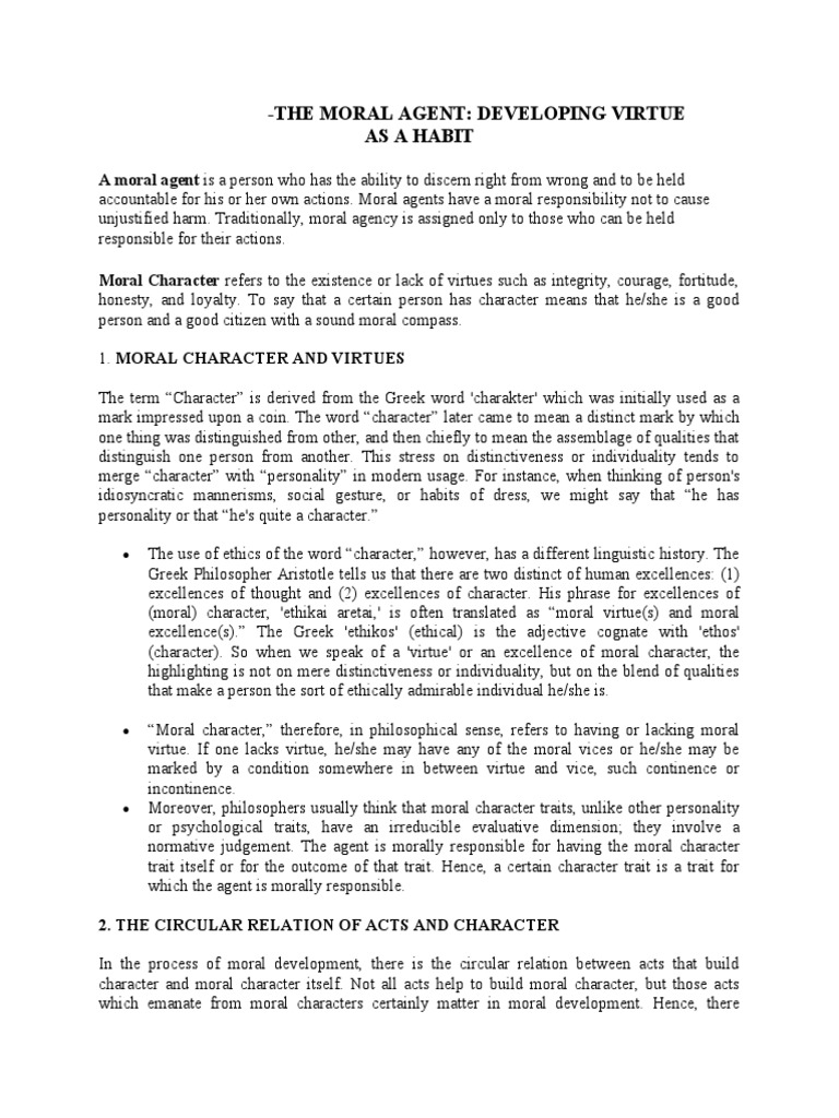 The Moral Agent | PDF | Virtue | Morality