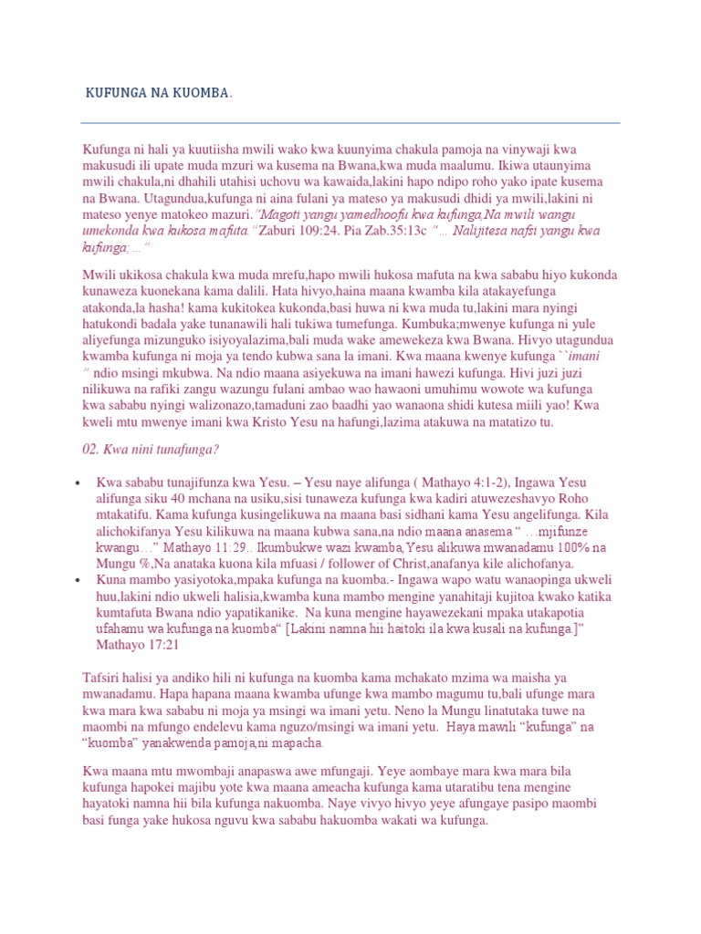 Kufunga Na Kuomba | PDF