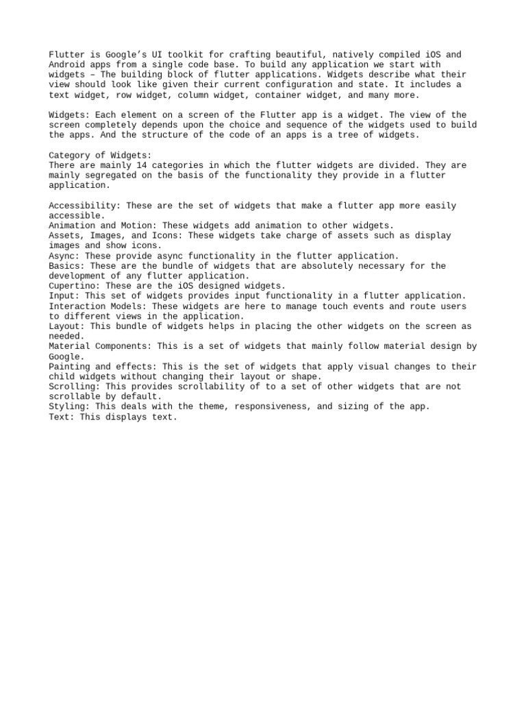 Flutter Widgets Pdf 