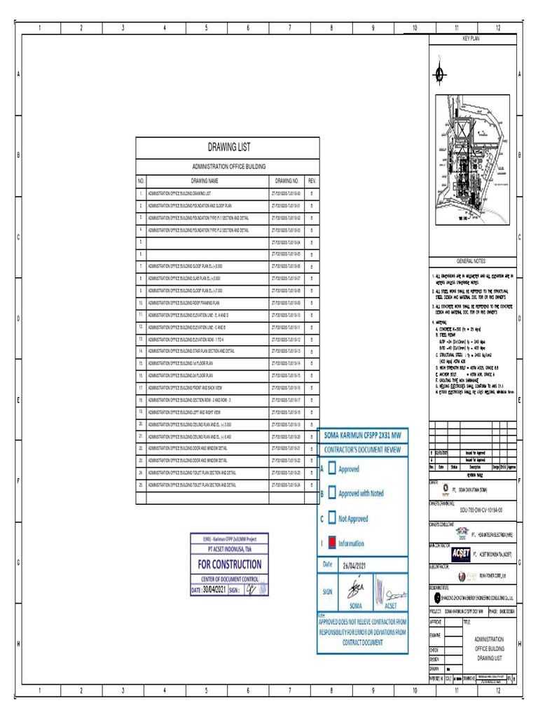 Civil Drawing_Admin Building_IFC Approved Rev 01 | PDF