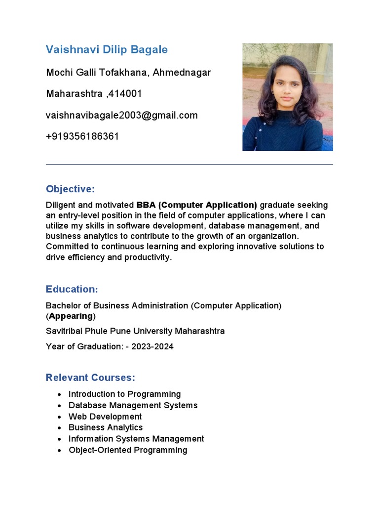 Vaishnavi Dilip Bagale | PDF | Business | Computers