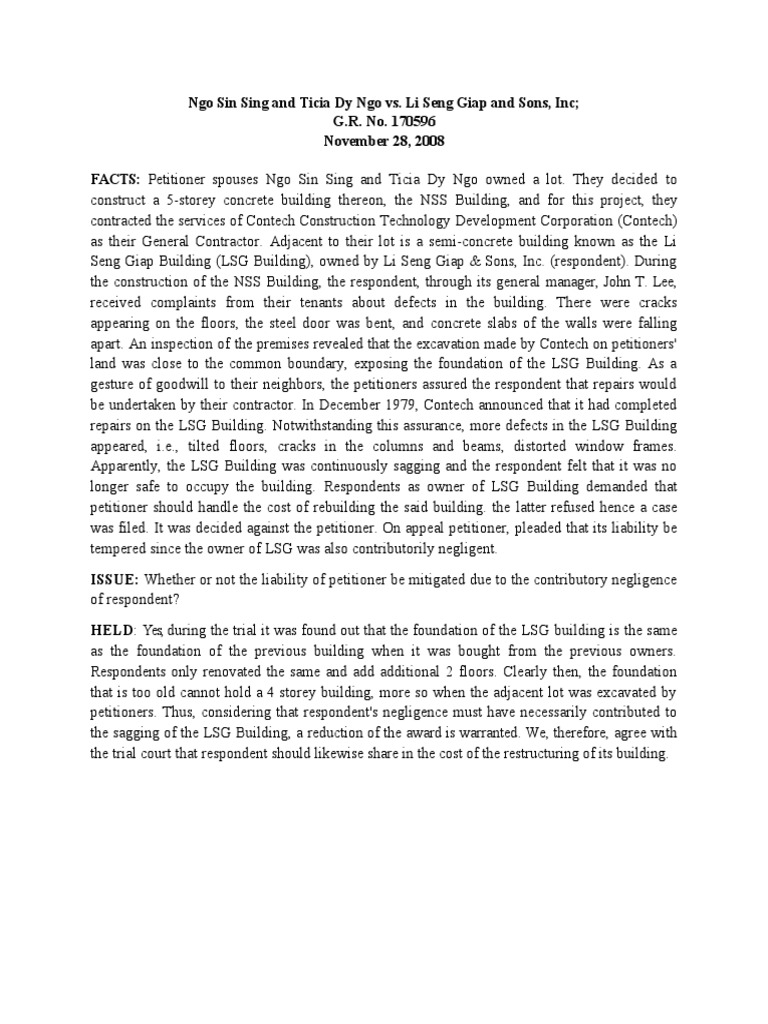 Liability in Ngo vs. Li Seng Giap Case | PDF | Law
