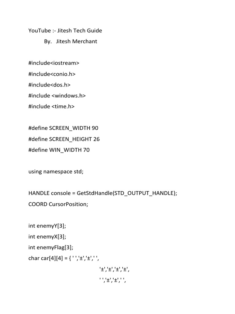Car Game in C++ | PDF | Teaching Methods & Materials