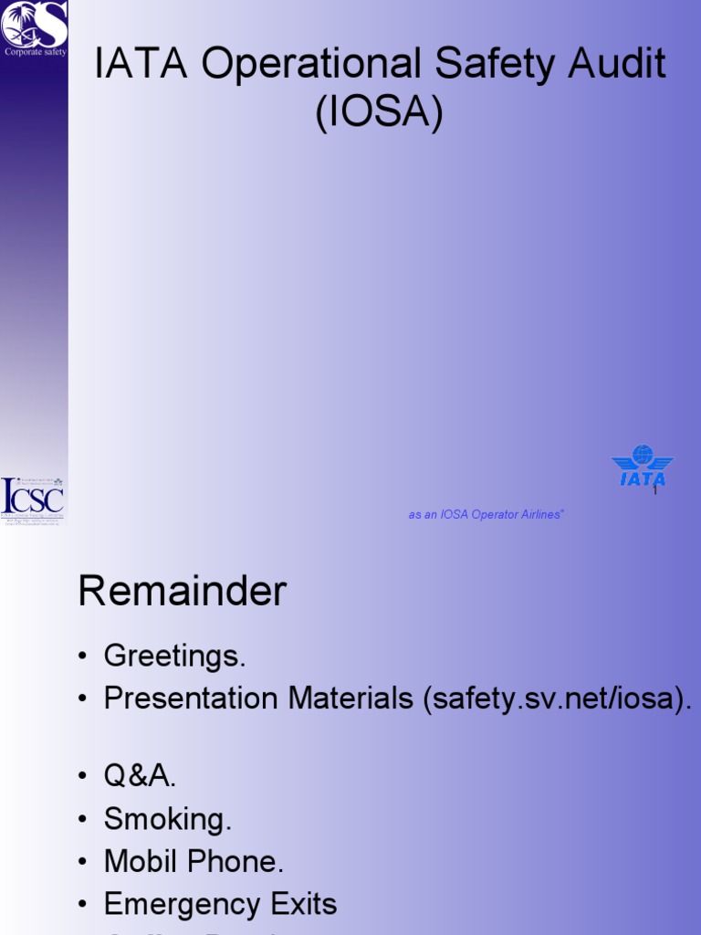 IATA Operational Safety Audit (IOSA) | PDF