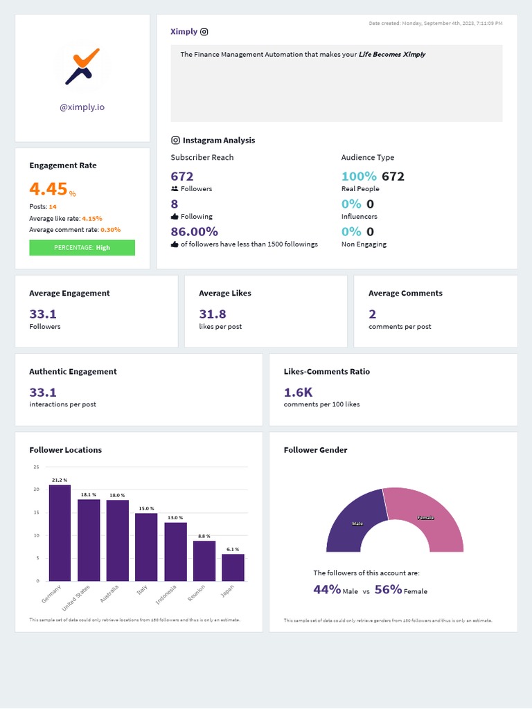 Instagram Audit Report Ximply | PDF