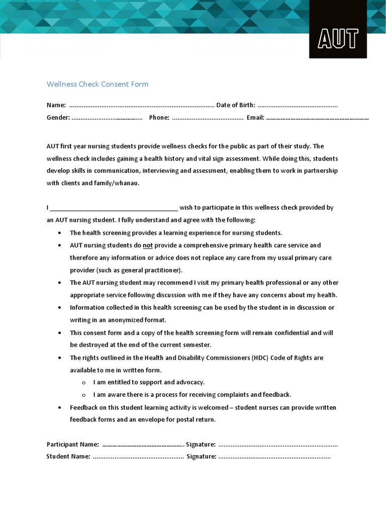 Wellness Check Consent Form-3 | PDF