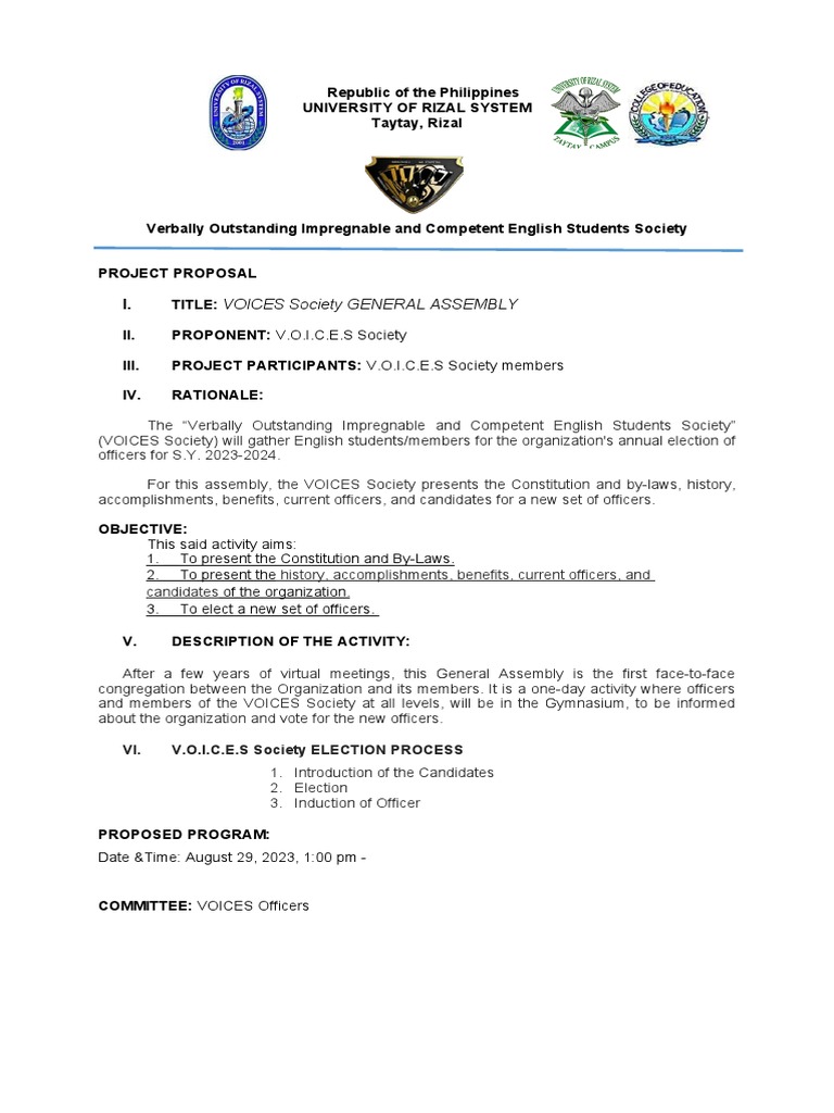 Voices Proposal General Assembly | PDF