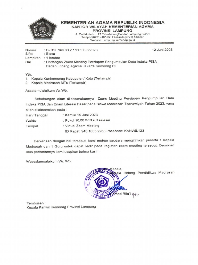 Undangan Zoom Meeting | PDF