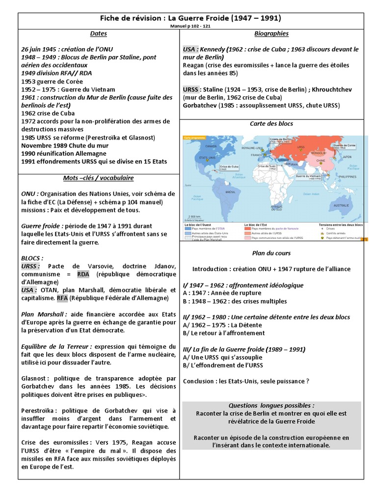 Fiche de Rev PROF Guerre Froide-1 | PDF