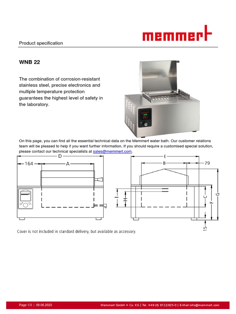 DS Memmert Water-Bath WNB-22 EN | PDF