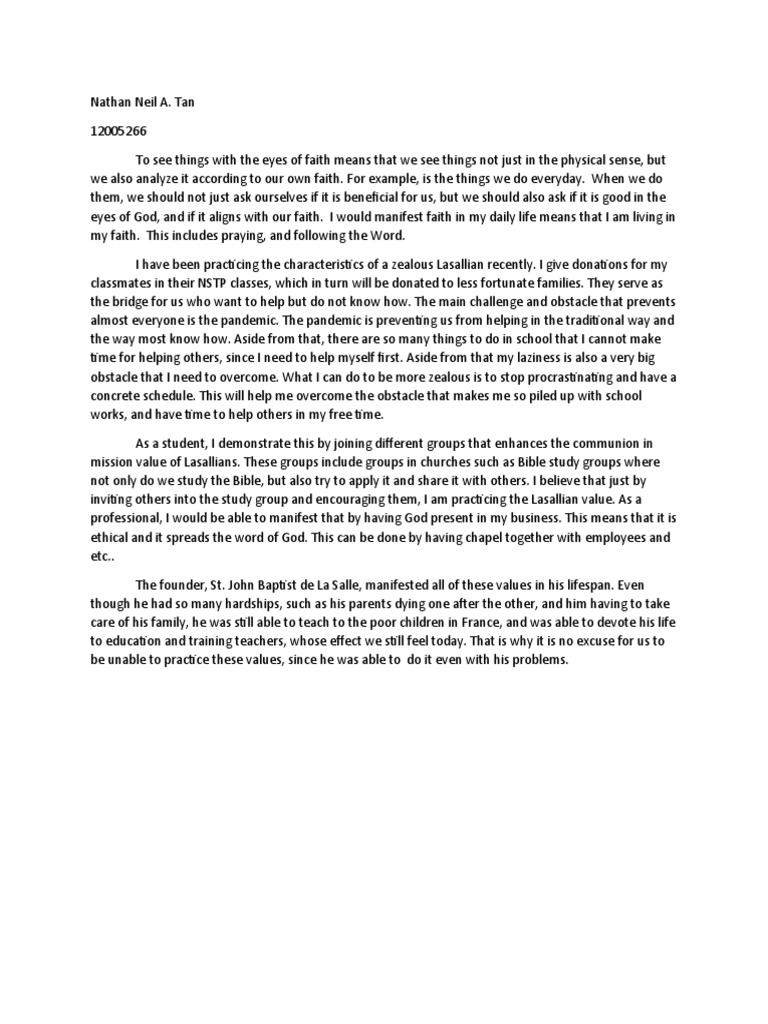 Value Reflection | PDF | Faith