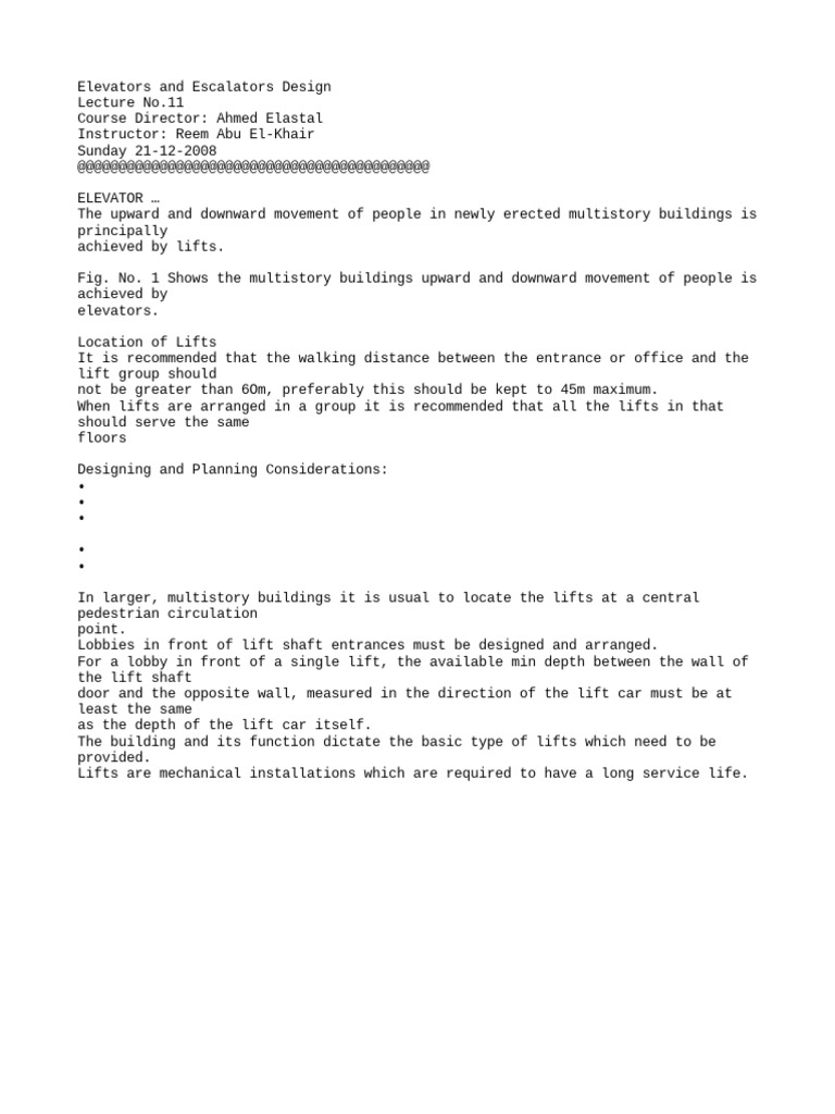 Elevators and Escalators Design PDF | Download Free PDF | Elevator ...