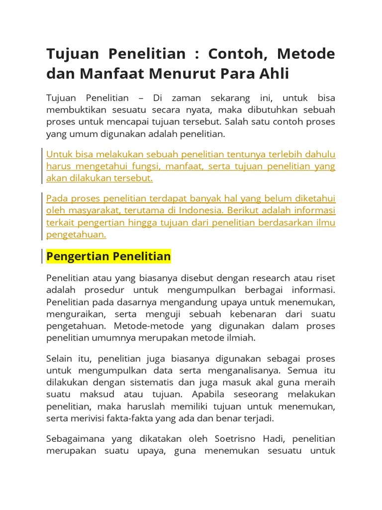 Tujuan dan Manfaat Penelitian Sosial | PDF