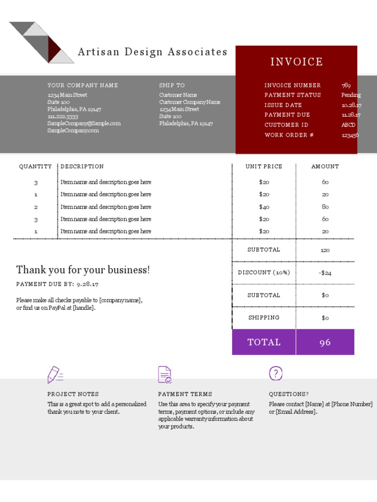 Architect Invoice Template Sample | PDF | Software | Computing