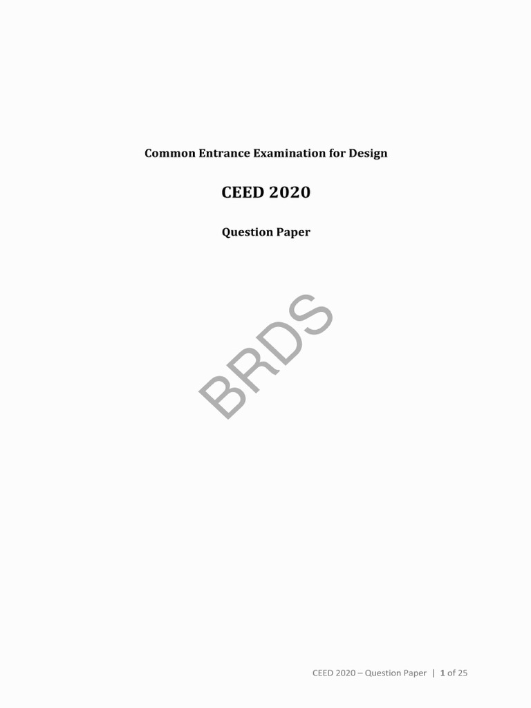 CEED 2020 Original Paper With Answer Key | PDF
