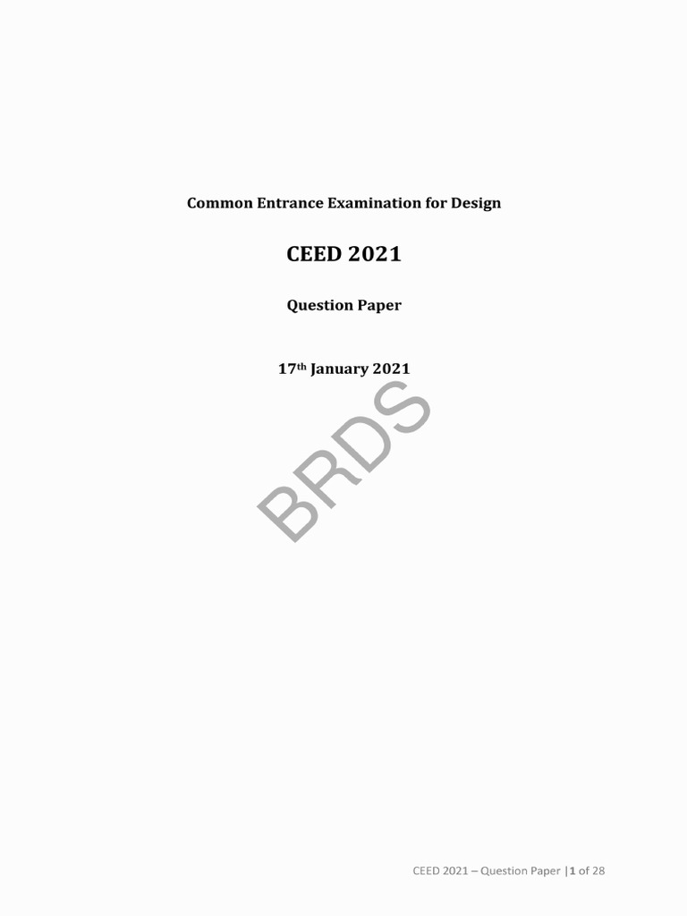 CEED 2021 Original Paper With Answer Key | PDF