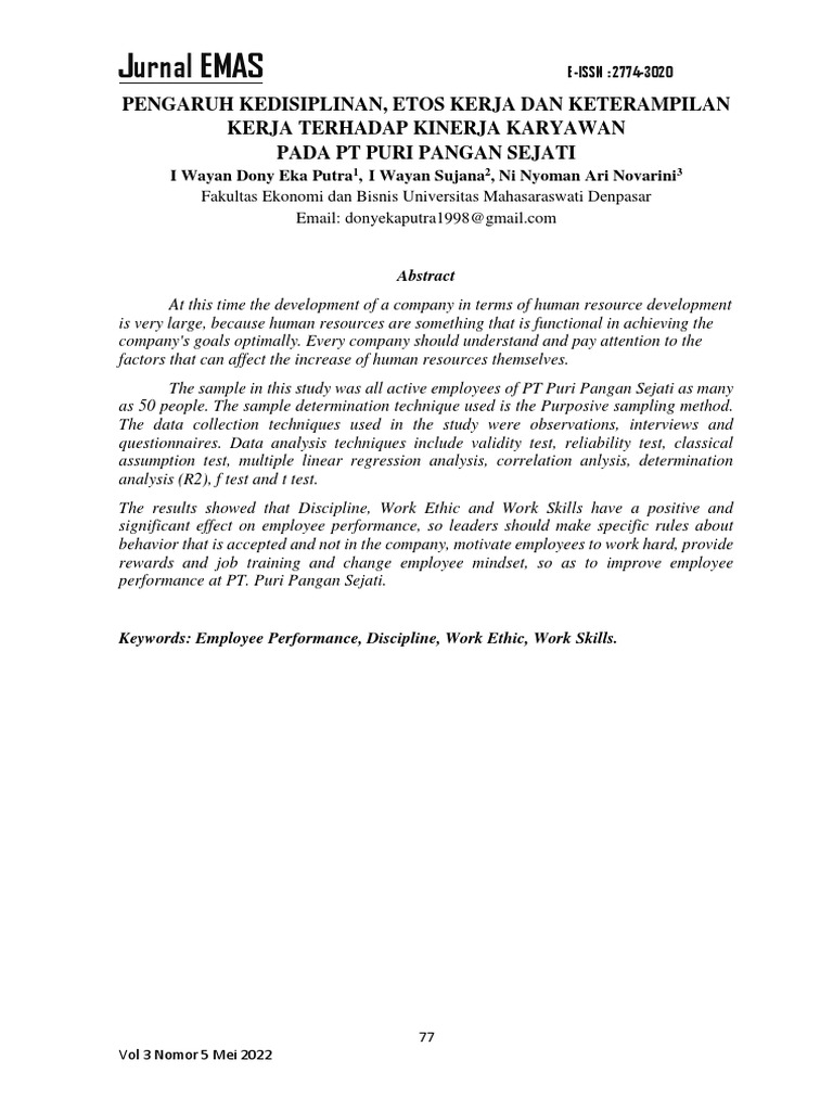 Jurnal Etos Kerja 1 | PDF