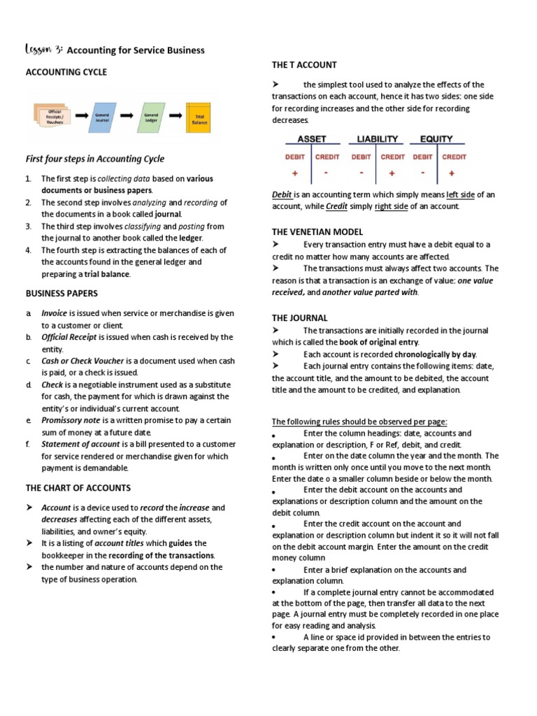 Accounting for Service Businesses | PDF