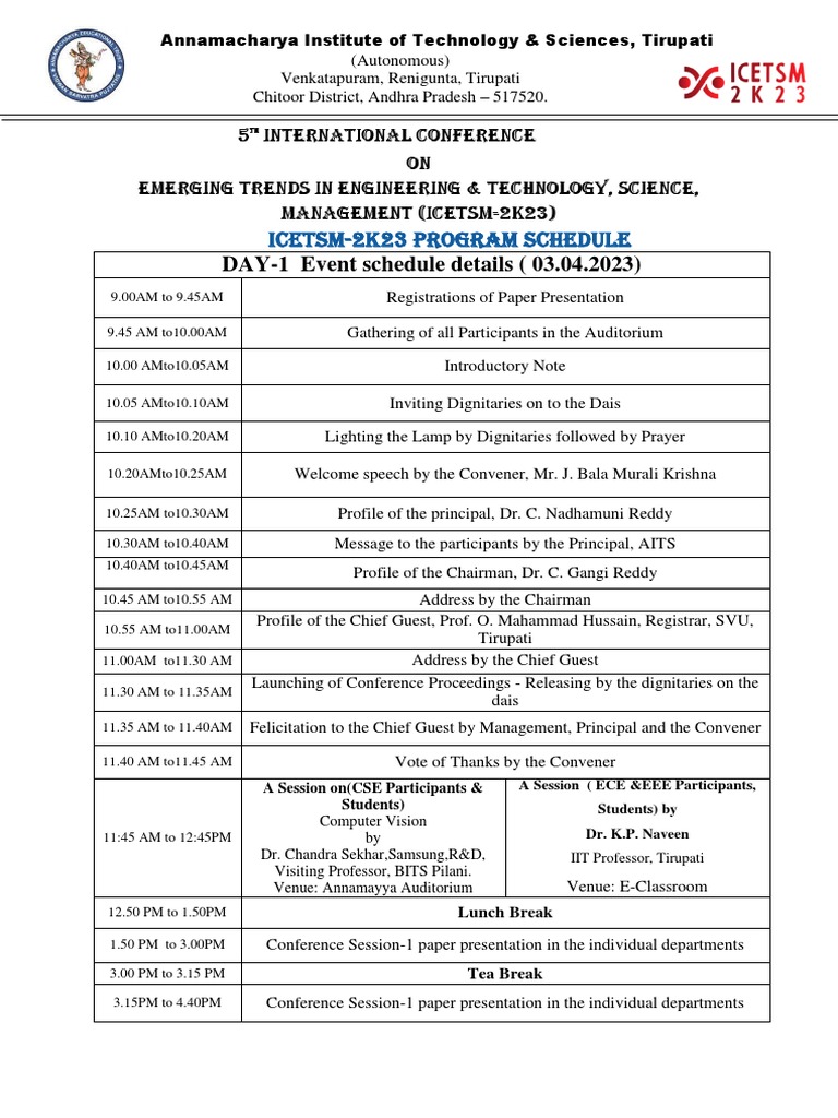 5 International Conference Program Schedule | PDF