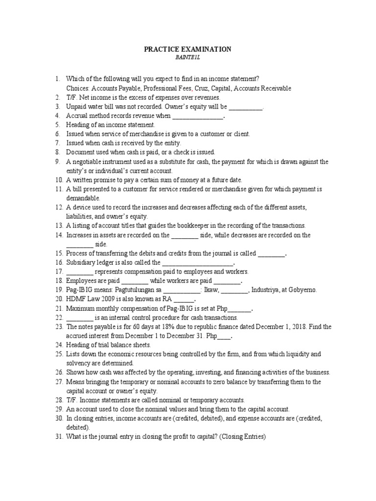 Practice Quiz | PDF | Debits And Credits | Equity (Finance) Practice Quiz | PDF | Debits And Credits | Equity (Finance)