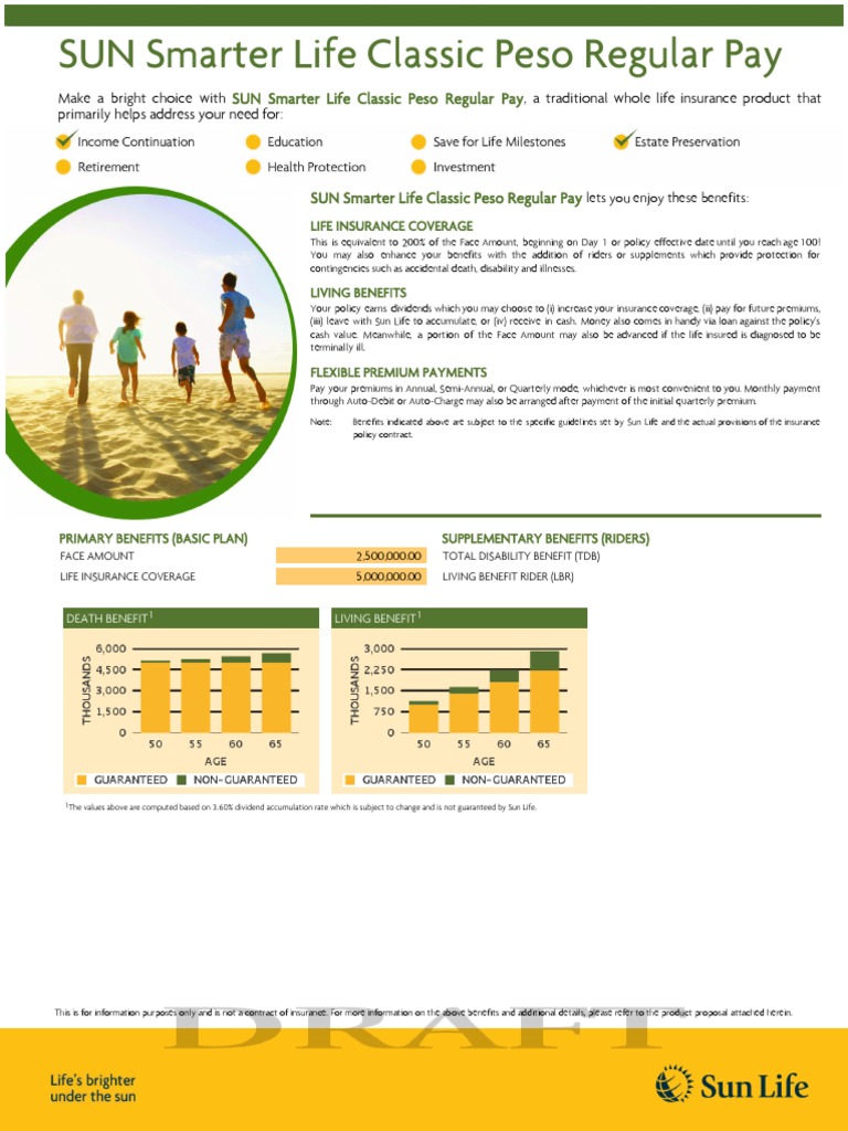 SUN Smarter Life Classic Peso Plan | PDF | Life Insurance | Dividend