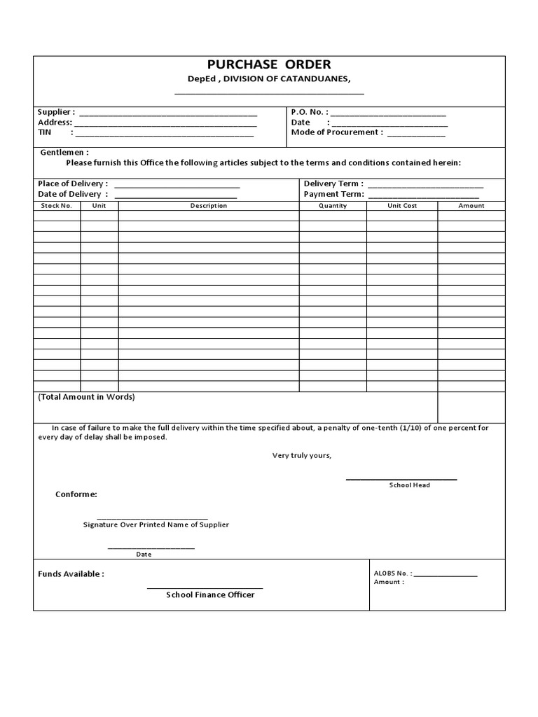 Purchase Request Form Deped | PDF