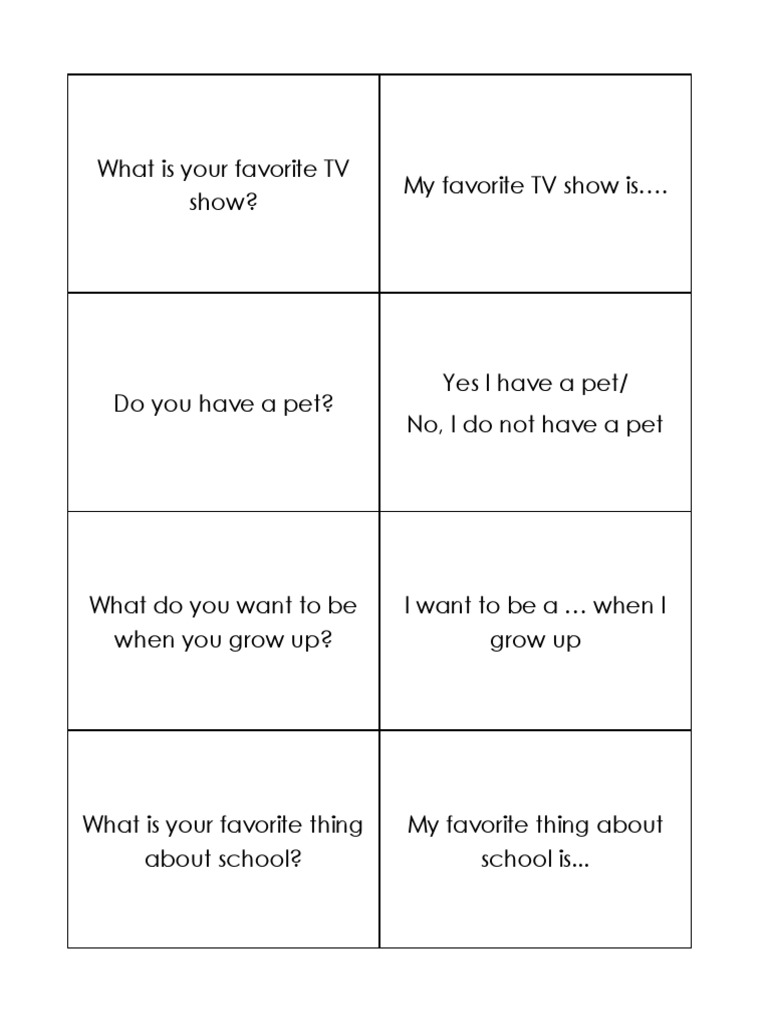 Conversation Starter Cards For Autism | PDF