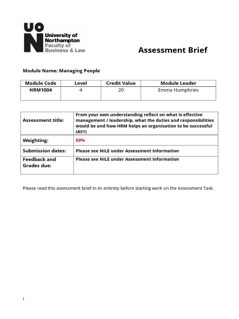 AS1 HRM1004 Assessment Brief 20-21 Partners | PDF | Turnitin