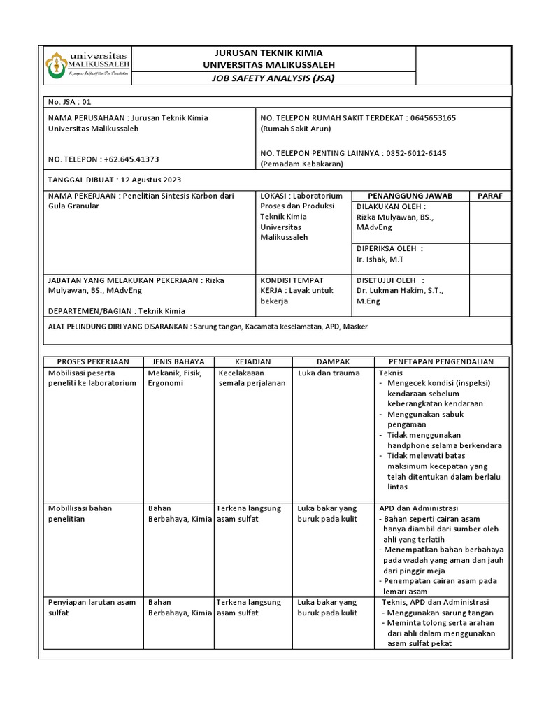 Contoh JSA untuk Dump Truck | PDF