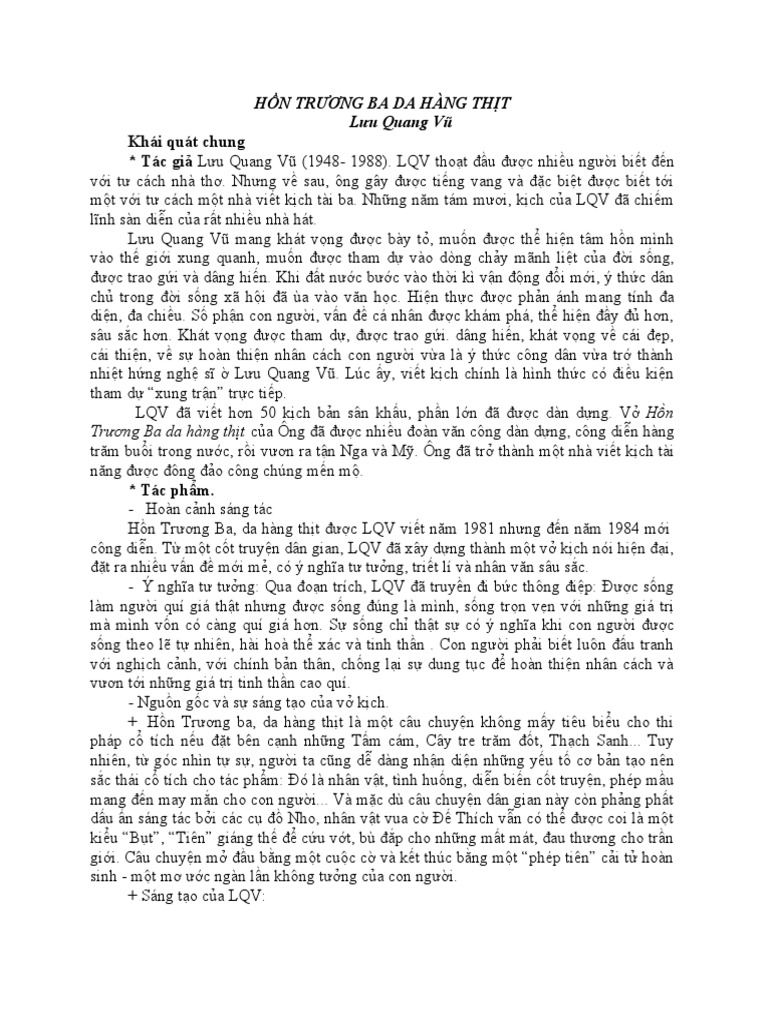 Hồn Trương Ba Da Hàng Thịt | PDF