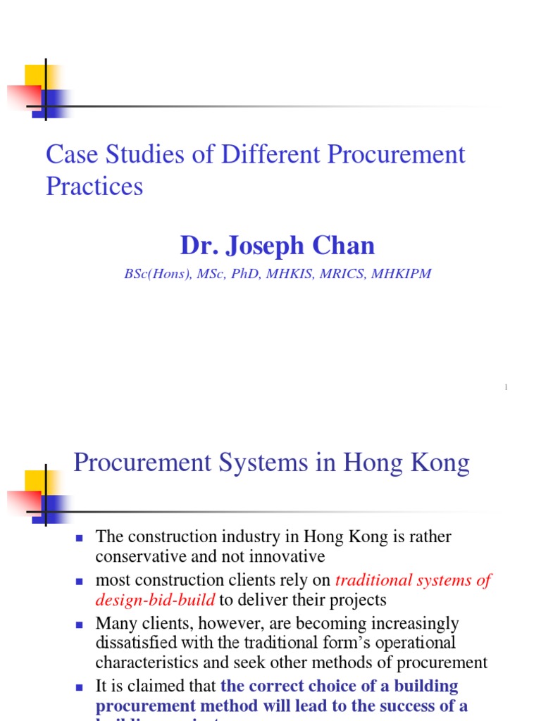 02 Case Studies of Different Procurement 2014 | PDF | Procurement | Consultant