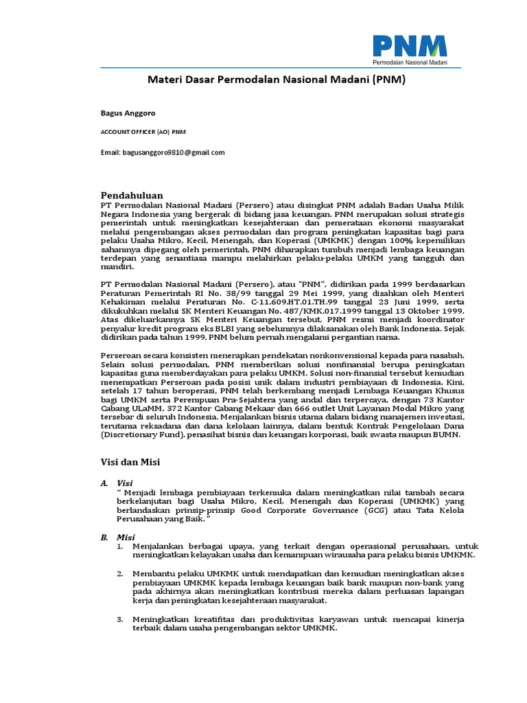Materi Permodalan Nasional Madani | PDF
