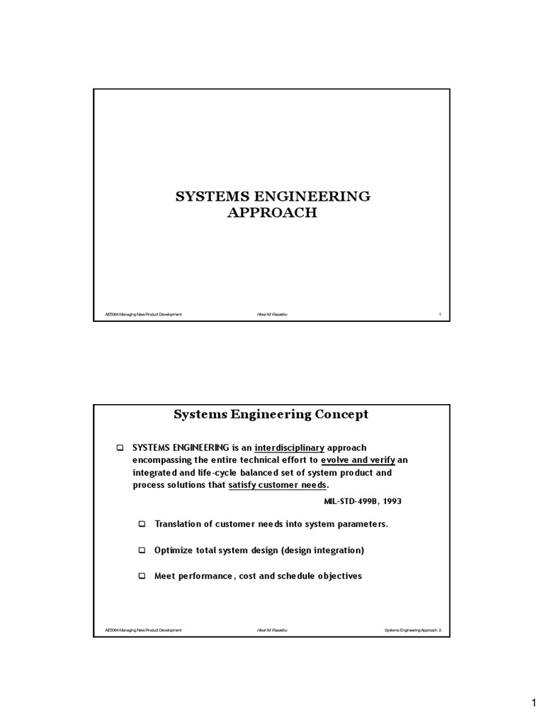 AE5064 Lecture 4 - Systems Engineering Approach | PDF | Systems ...