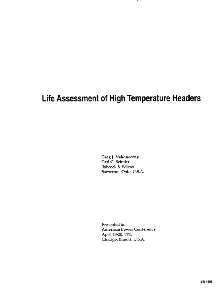 Life Assessment of High Temperature Headers | PDF