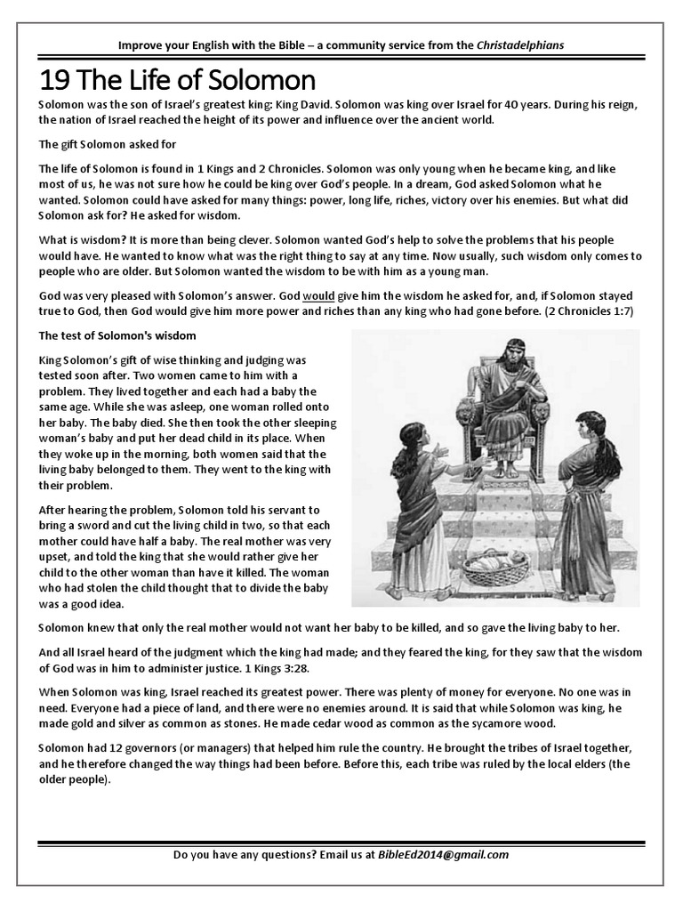 Improve Your English - 19 - King Solomon | PDF | Solomons | Books Of Kings