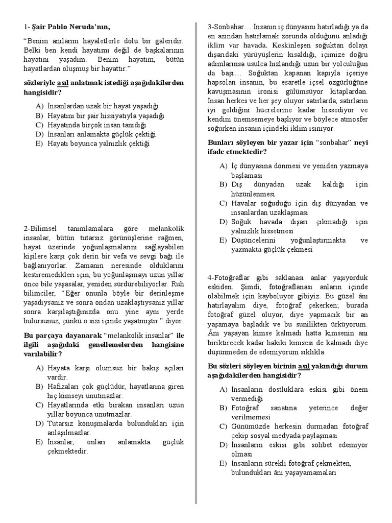 Paragrafta Ana Fikir Test | PDF