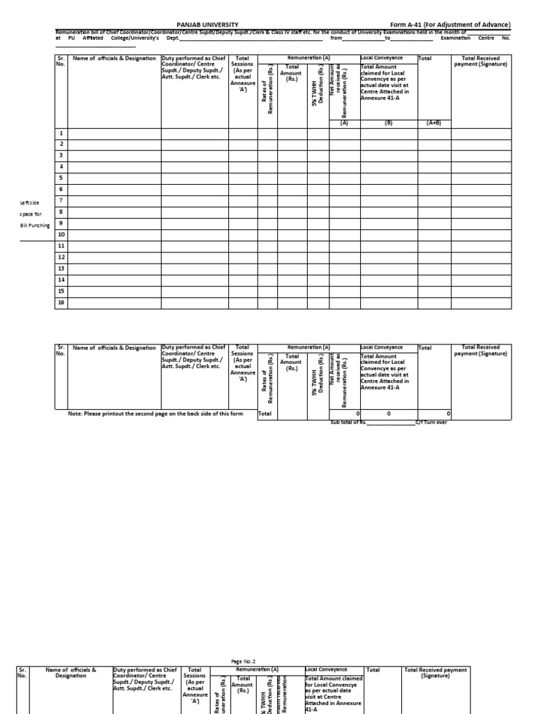 Blank Performa Convence Bill Neveen 3 | PDF | Money | Payments
