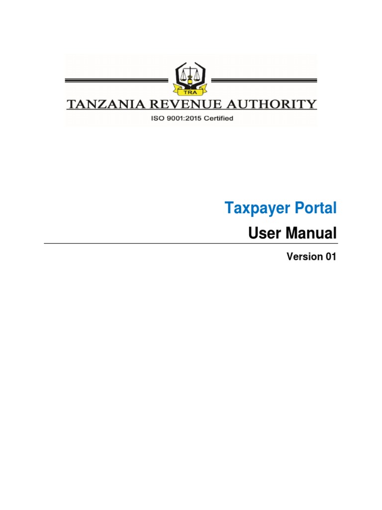 Taxpayer Portal User Manual Guide | PDF | Login | Money