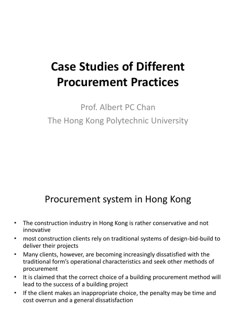 2 Case Studies of Different Procurement Practices An International ...