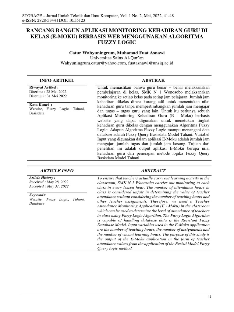 Rancang Bangun Aplikasi Monitoring Kehadiran Guru Di Kelas (E-Moku) Berbasis Web Menggunakan ...
