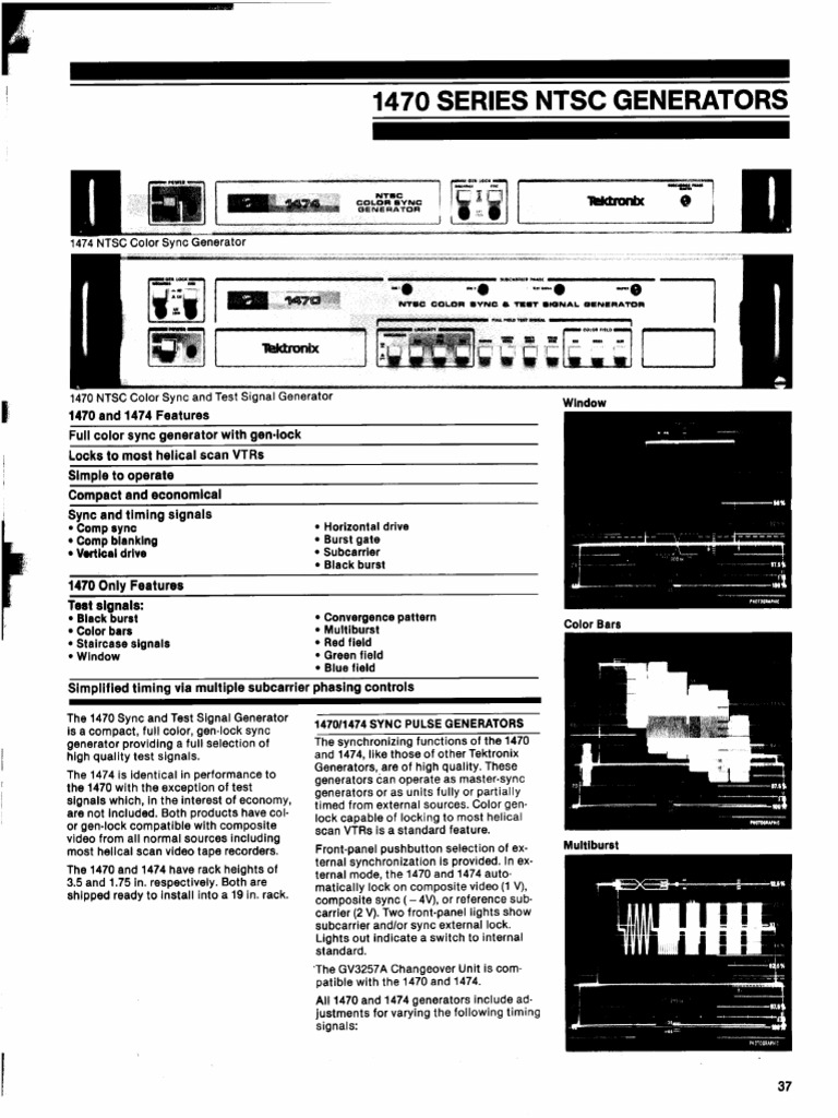Tektronix 1470 Pattern Generator Data Sheet | PDF